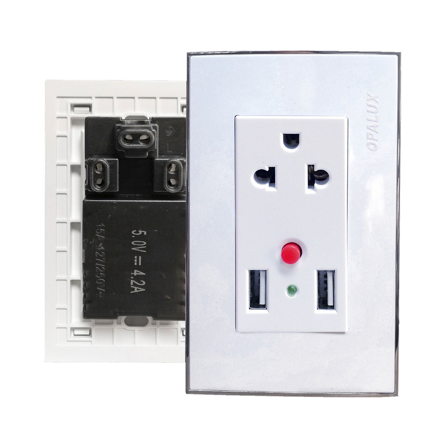 Tomacorriente Universal + USB Doble OP-1294 OPALUX - Opalux
